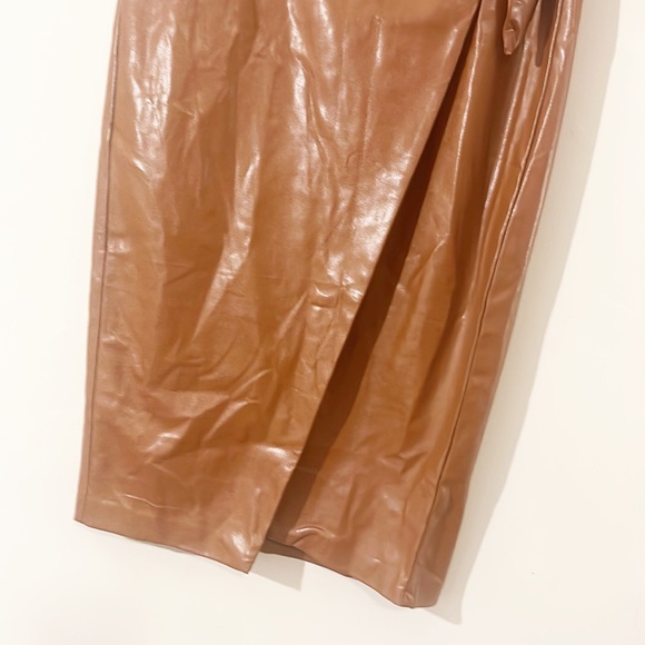 Enza Costa | Skirts | 248 Enzo Costa Cognac Faux Leather Wrap Midi ...